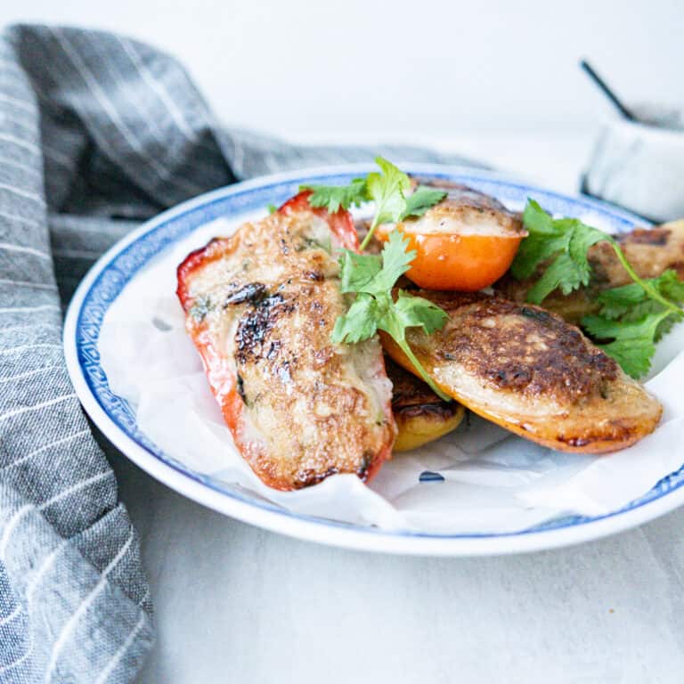 Chinese Fish Paste Stuffed Peppers (Easy) 煎讓三寶 - Nomss.com