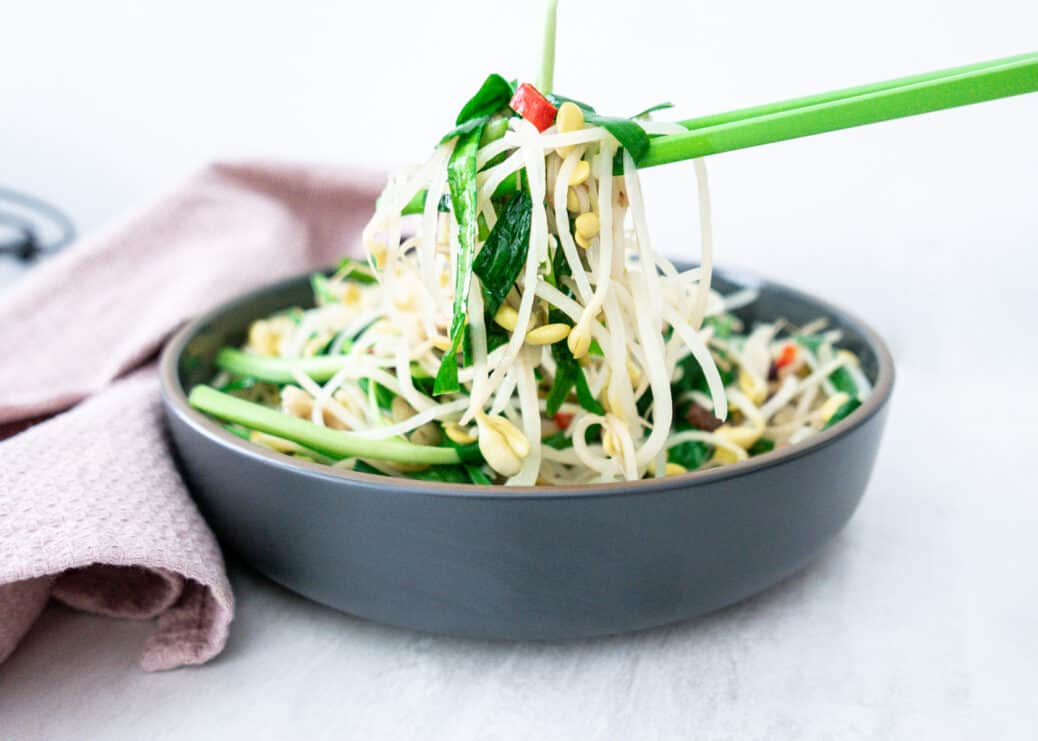 Stir-Fried Bean Sprouts and Chives 爆炒豆芽菜韭菜 - Nomss.com
